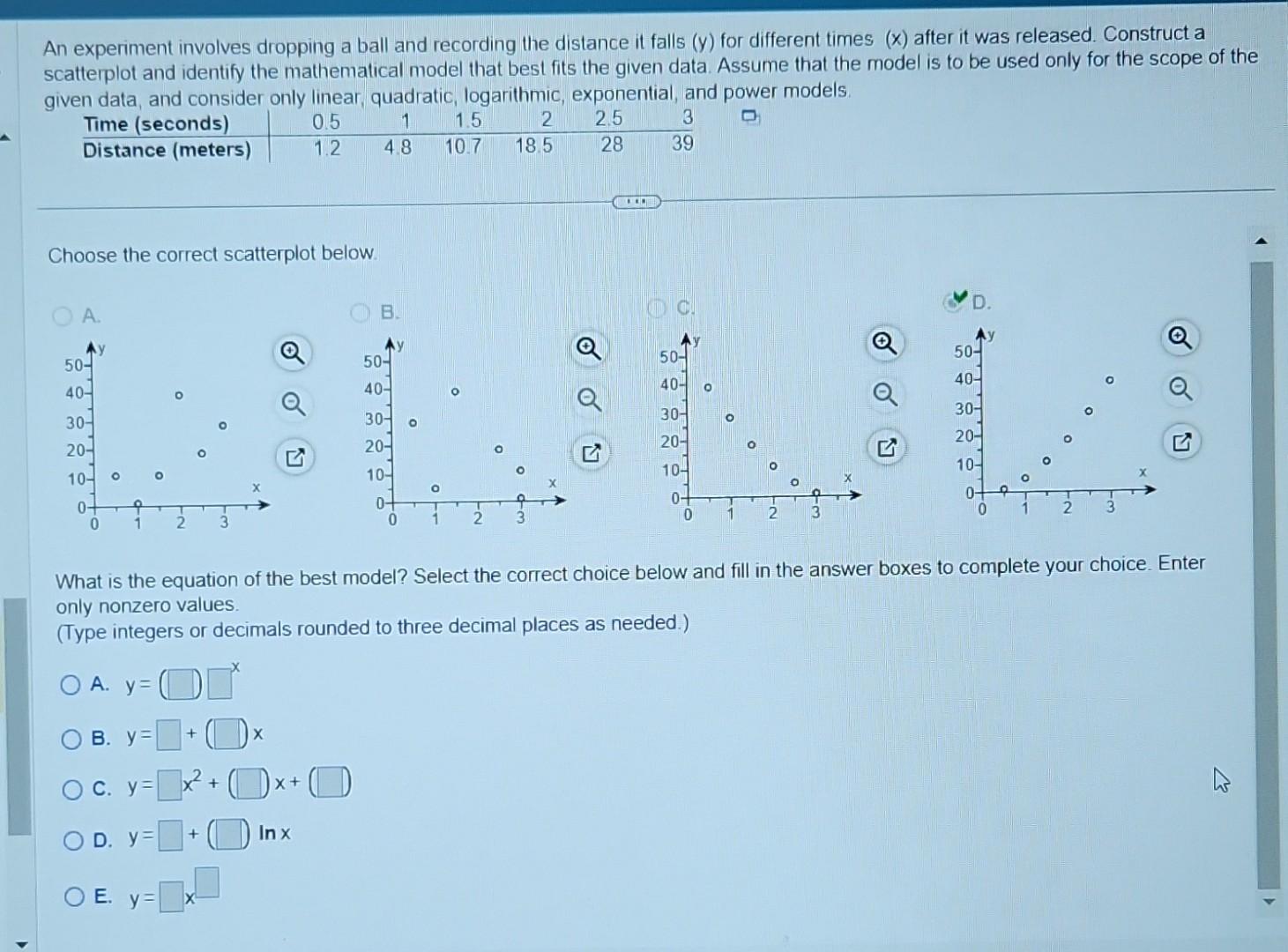 Solved An experiment involves dropping a ball and recording | Chegg.com
