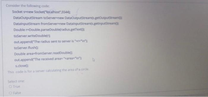 Solved Consider the following code: Sockets-new | Chegg.com