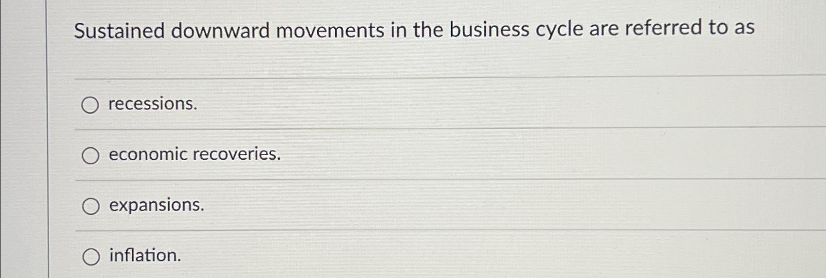 Solved Sustained downward movements in the business cycle | Chegg.com