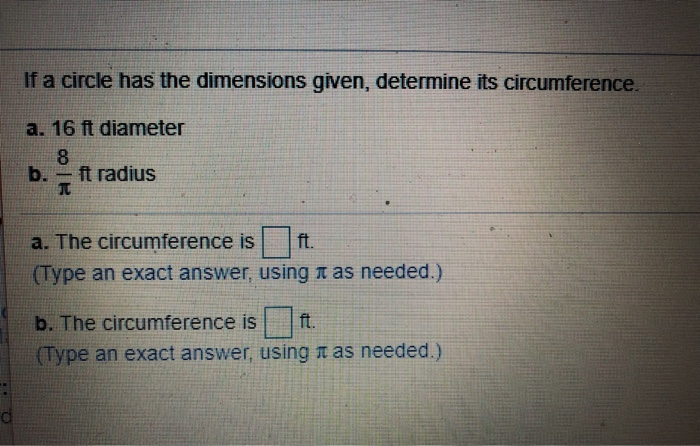 Solved If a circle has the dimensions given, determine its | Chegg.com