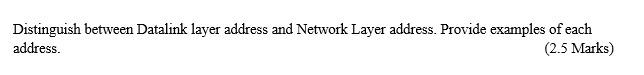 Solved Distinguish between Datalink layer address and | Chegg.com