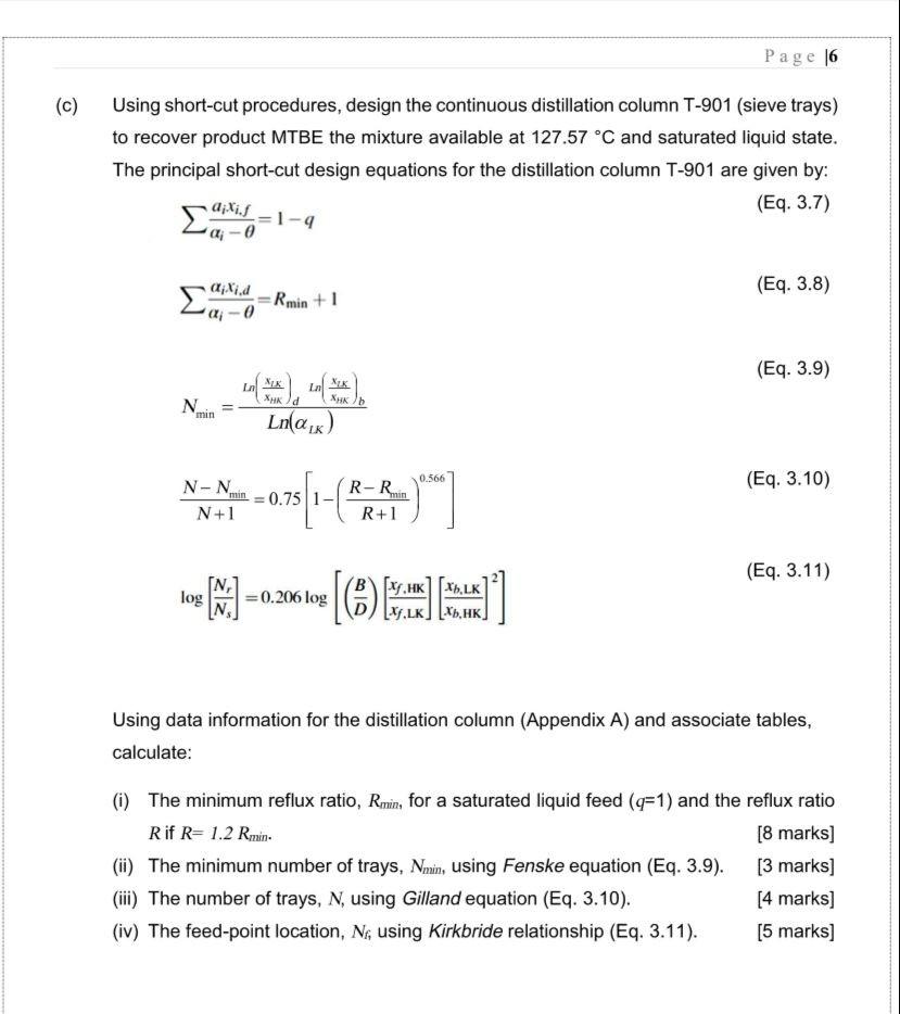 Solved Using short-cut procedures, design the continuous | Chegg.com
