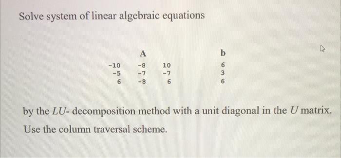 Solved Solve system of linear algebraic equations by the | Chegg.com