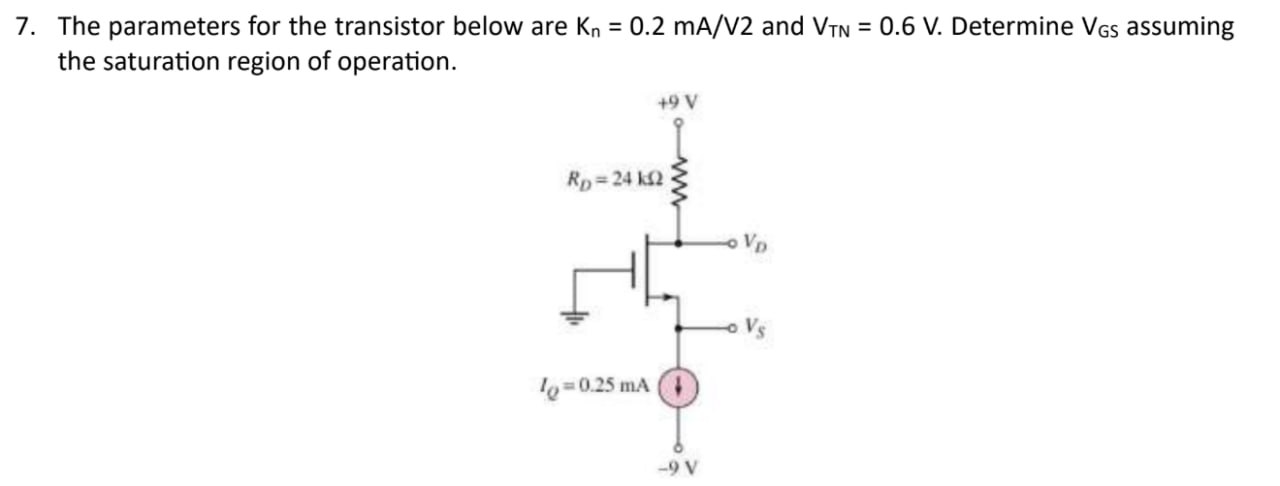 Solved The parameters for the transistor below are | Chegg.com