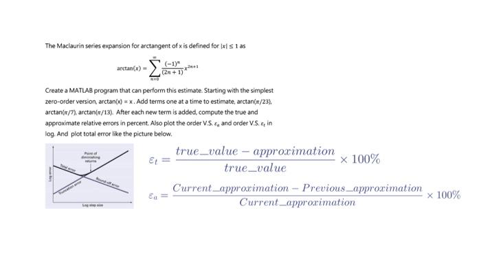 Solved The Maclaurin series expansion for arctangent of x is | Chegg.com