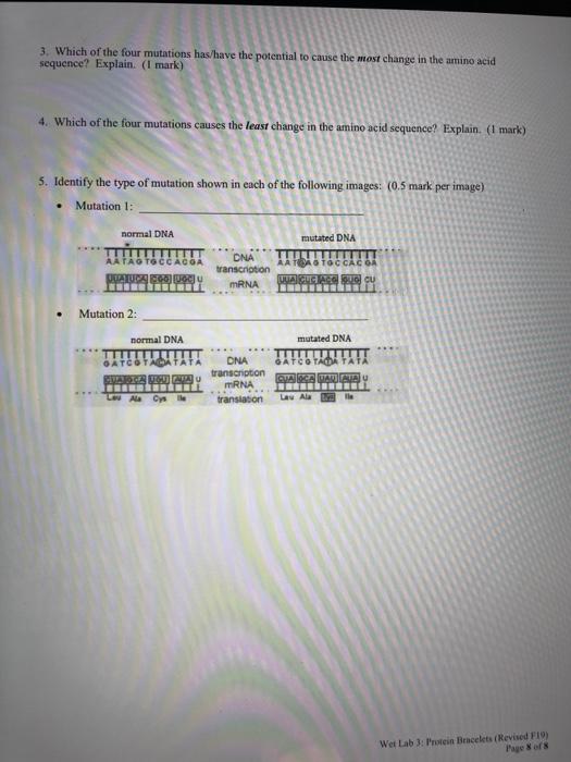 Solved 4. Table 1: Mutation Summary Chart ( 3 marks −1 mark | Chegg.com