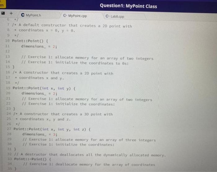 Solved Question1: MyPoint Class Part 1: [60] Follow the | Chegg.com