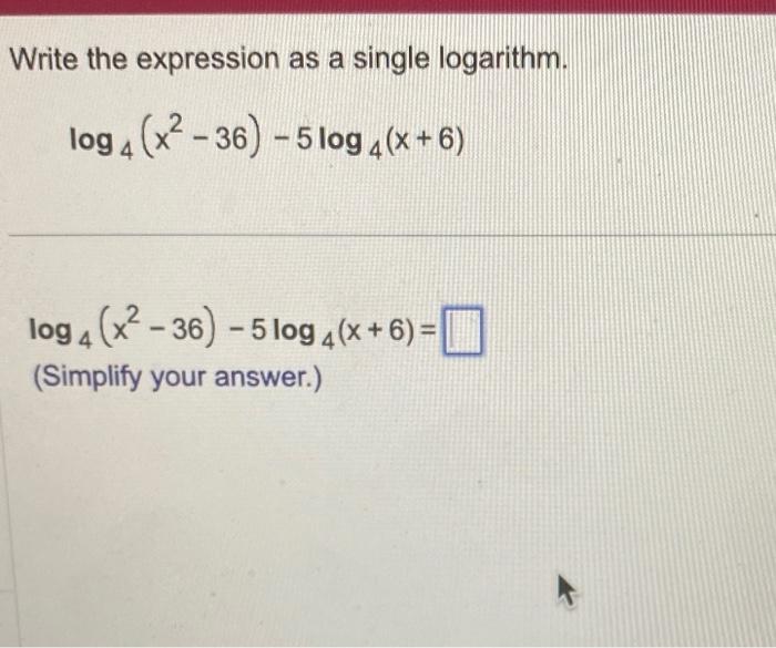 Solved Write the expression as a single logarithm. | Chegg.com