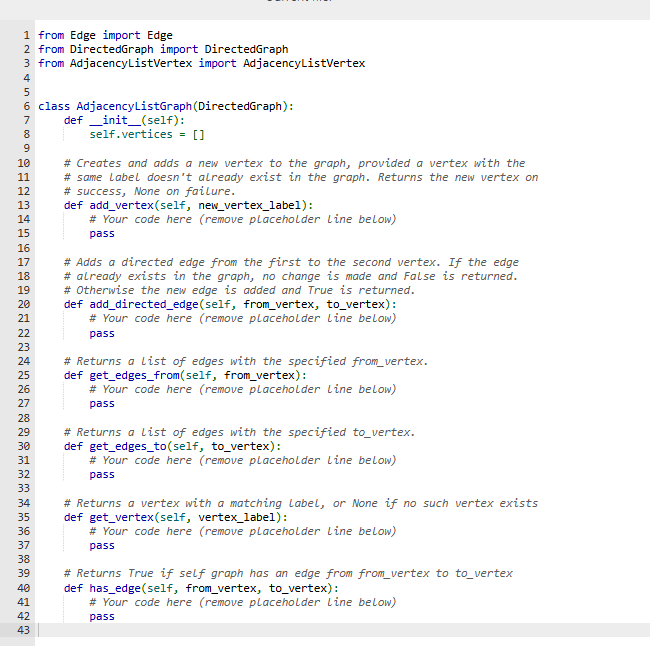 Solved ```from Edge import Edgefrom DirectedGraph import | Chegg.com