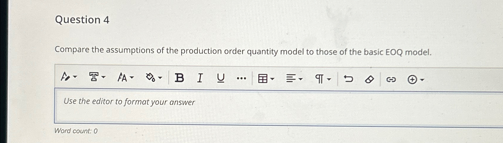 Solved Question 4Compare the assumptions of the production | Chegg.com