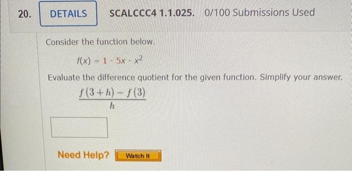 Solved Consider the function below. f(x)=1−5x−x2 Evaluate | Chegg.com