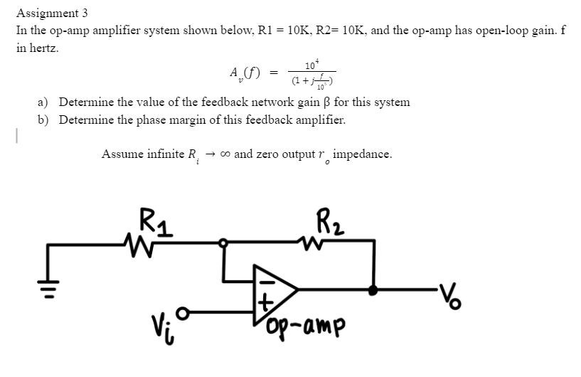 Solved Assignment 3In the op-amp amplifier system shown | Chegg.com