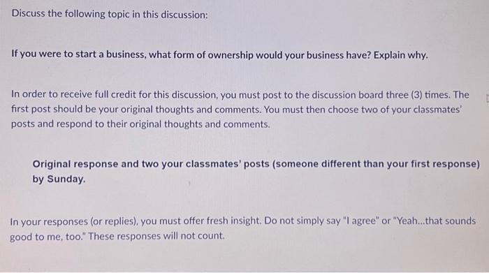 Solved Discuss the following topic in this discussion: If | Chegg.com