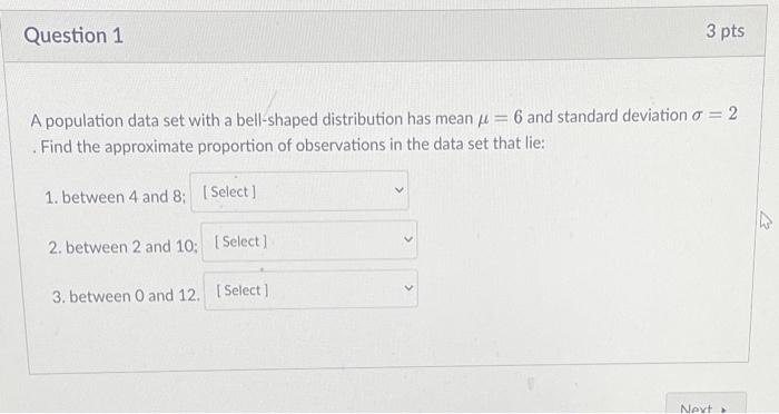 Solved A population data set with a bell-shaped distribution | Chegg.com