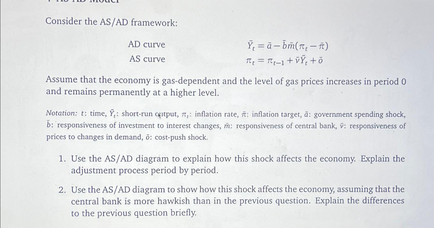 Solved Consider the AS/AD framework:AD | Chegg.com