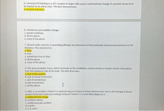 Solved 6. Hormone XYZ binding to a XYZ receptor in target | Chegg.com