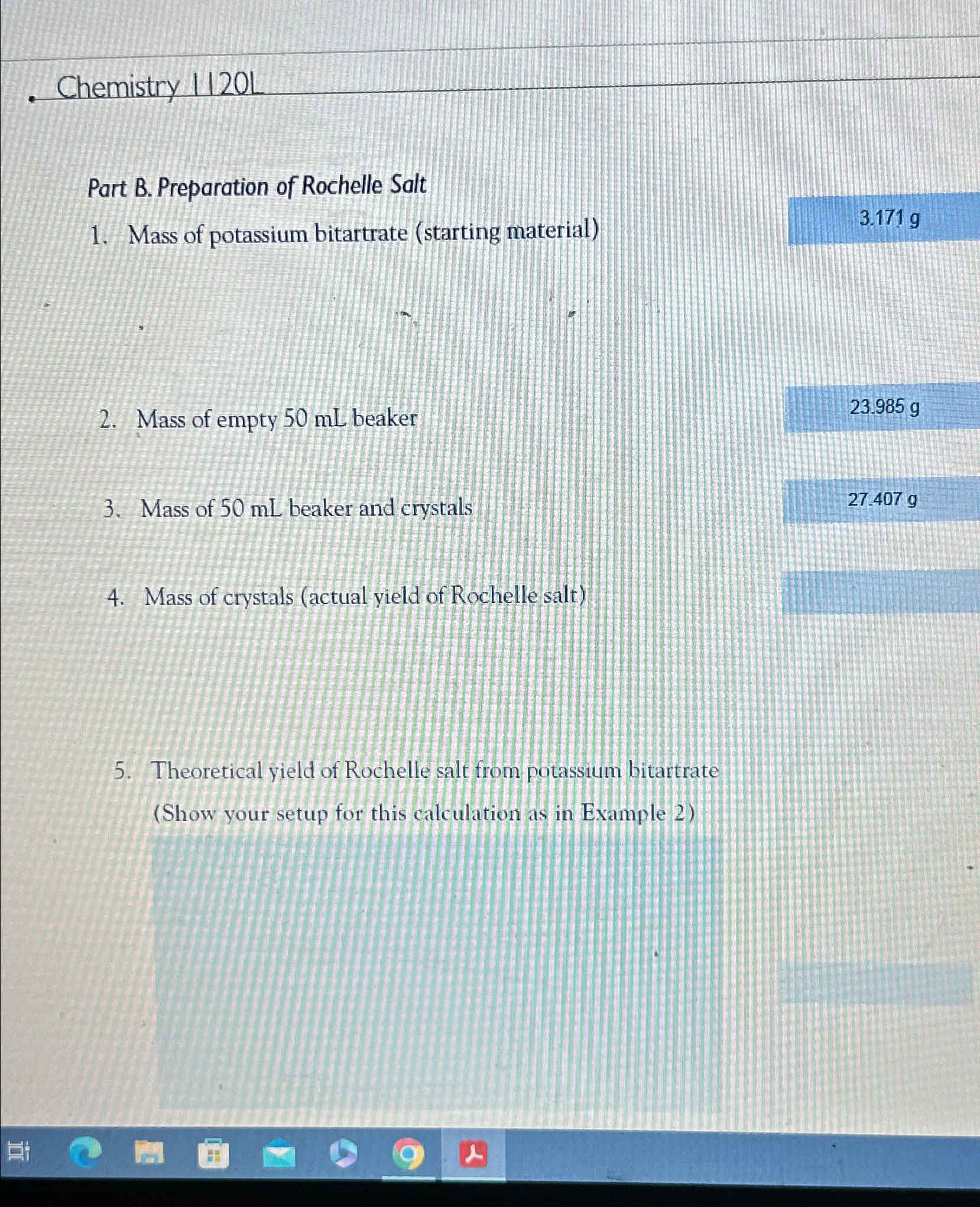 Solved Chemistry 1120LPart B. ﻿Preparation of Rochelle | Chegg.com