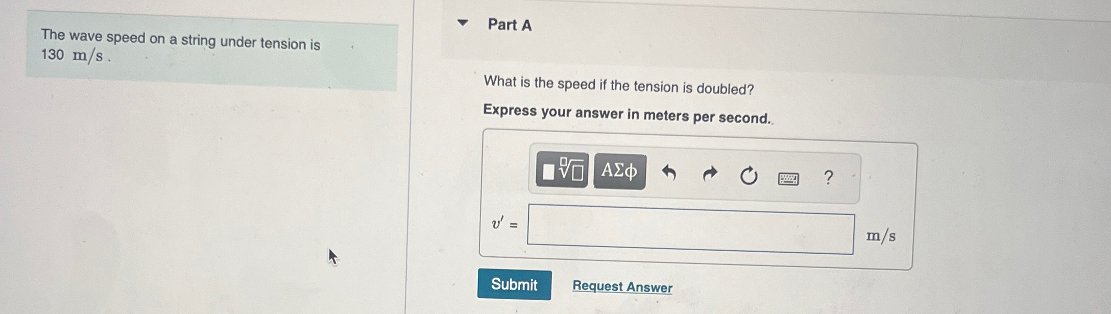 Solved The wave speed on a string under tension is | Chegg.com