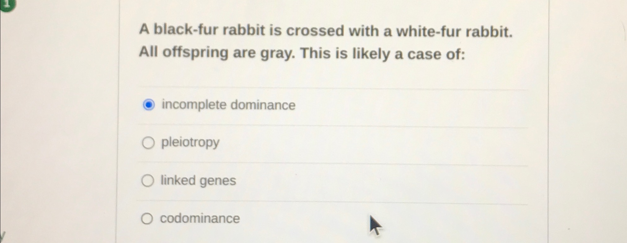 Solved A black-fur rabbit is crossed with a white-fur | Chegg.com
