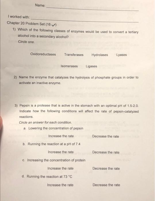Solved Chapter 20 Problem Set (16∨) 1) Which of the | Chegg.com