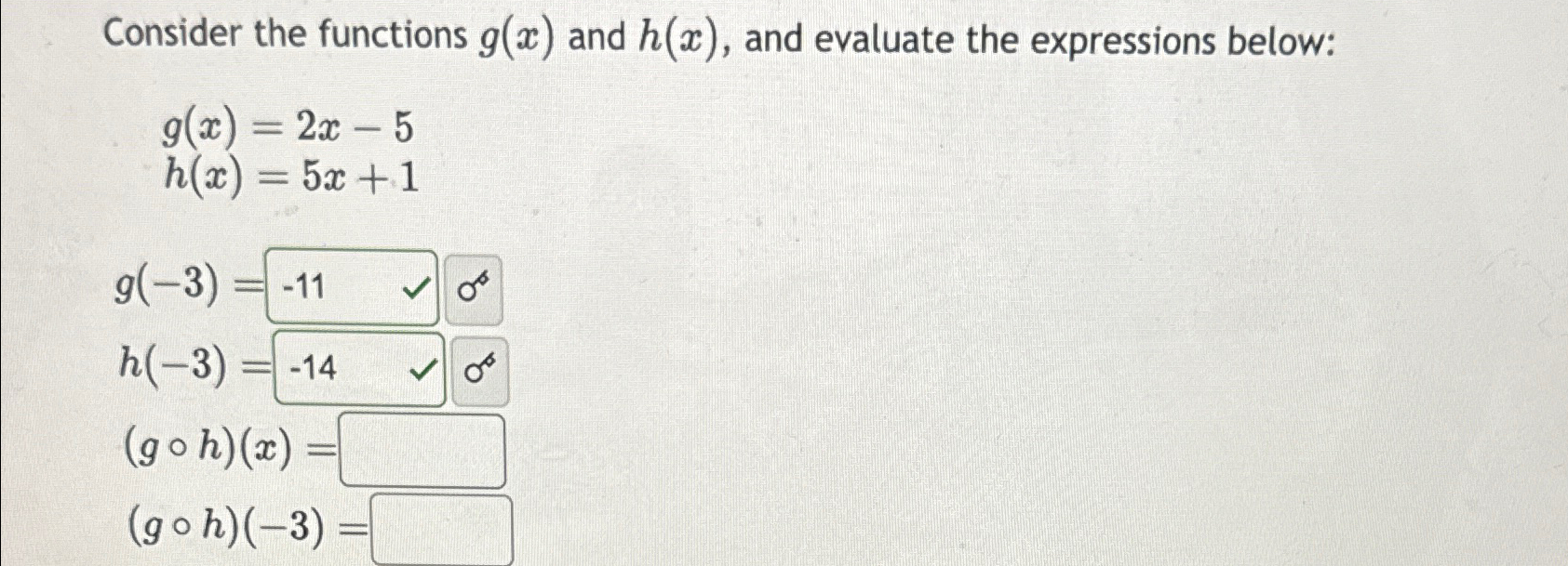 Solved Consider the functions g(x) ﻿and h(x), ﻿and evaluate | Chegg.com