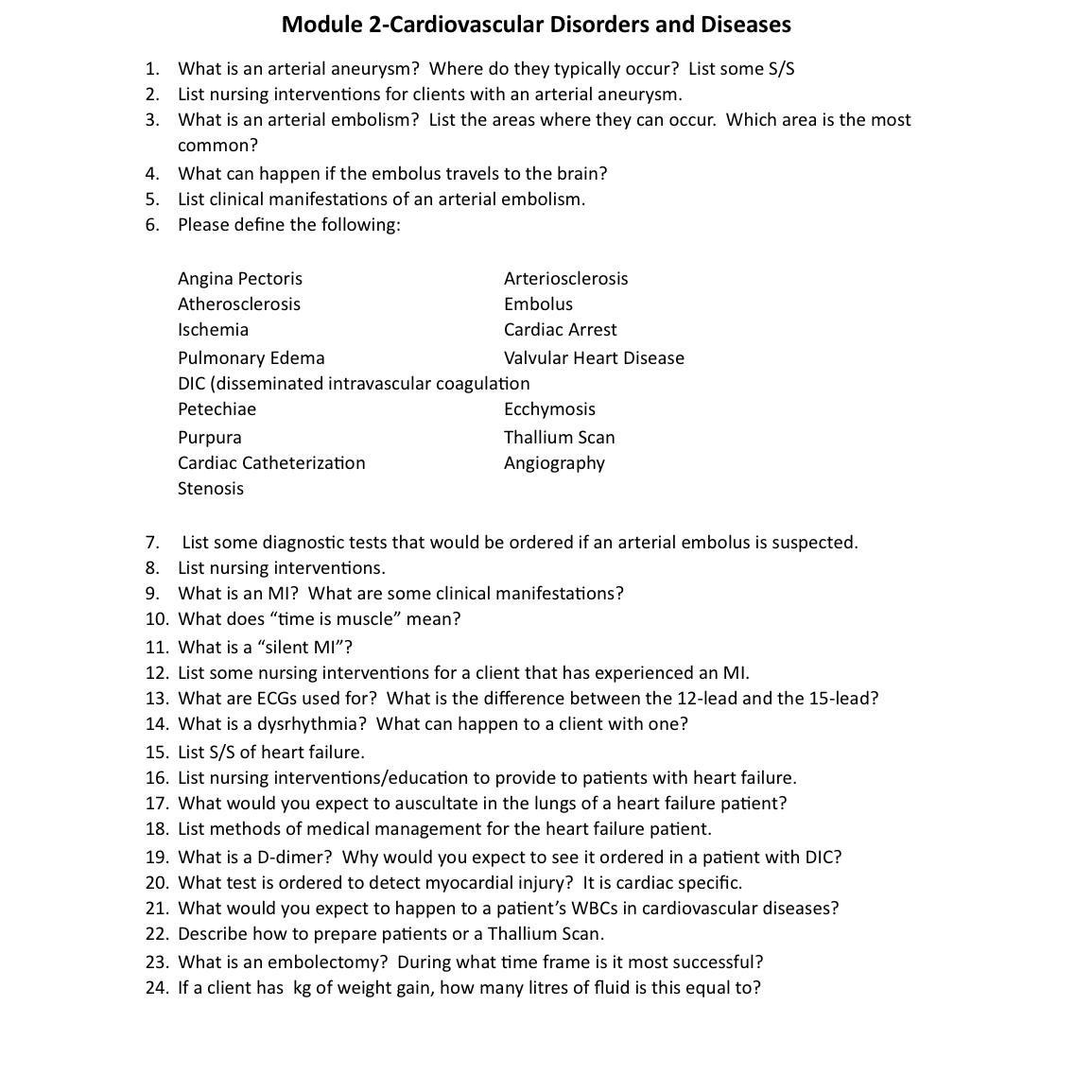 Solved Module 2-Cardiovascular Disorders and DiseasesWhat is | Chegg.com
