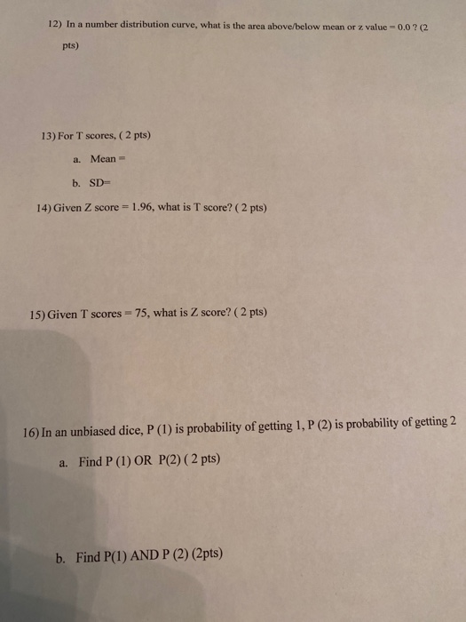 Solved 12) In a number distribution curve, what is the area | Chegg.com