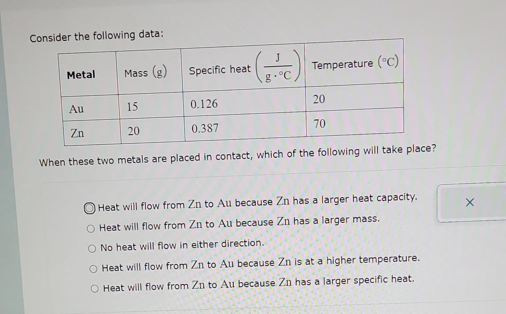 Solved Consider the following data: When these two metals | Chegg.com
