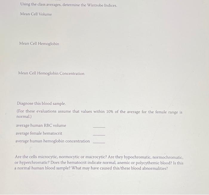 Solved Document the Hemoglobin ( Hb) concentrations for the | Chegg.com