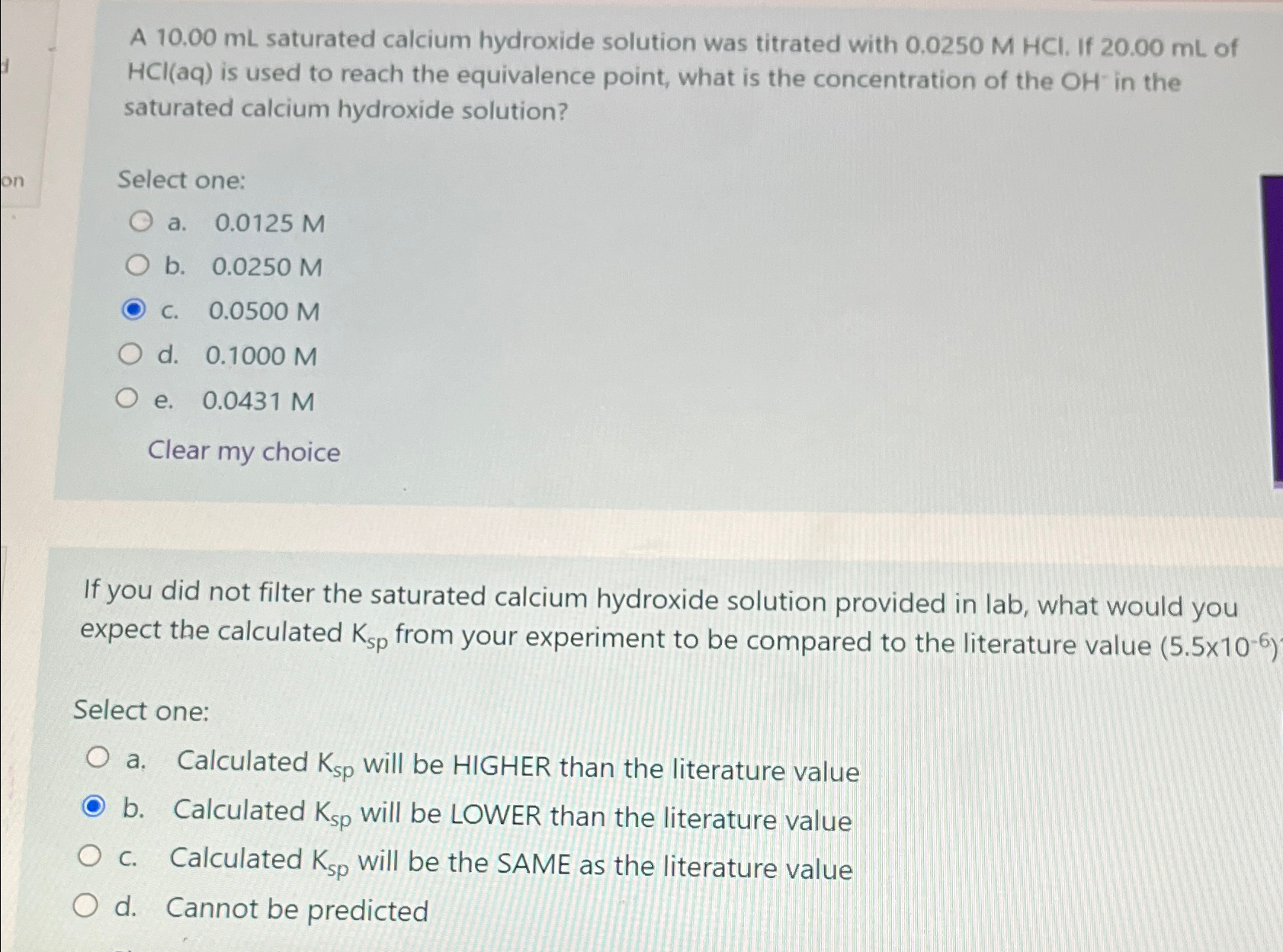 Solved A 10.00mL ﻿saturated calcium hydroxide solution was | Chegg.com