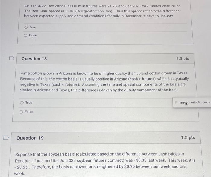 Solved On 11/14/22, Dec 2022 Class III milk futures were | Chegg.com