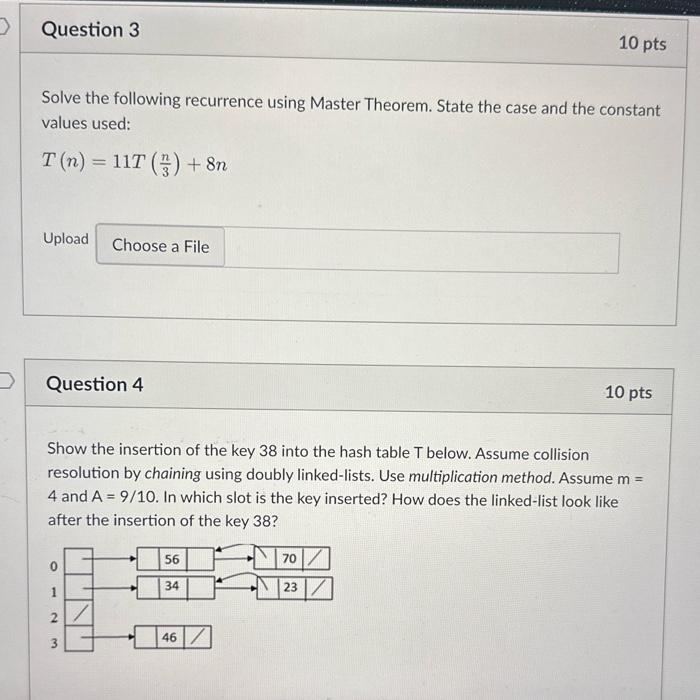 Solve the following recurrence using Master Theorem. | Chegg.com