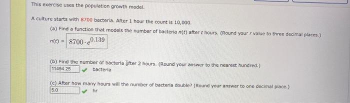 Solved This exercise uses the population growth model. A | Chegg.com