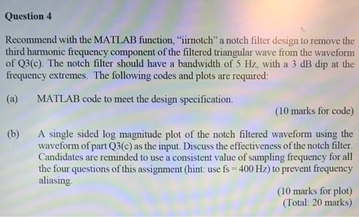 Question 4 Recommend with the MATLAB function, | Chegg.com