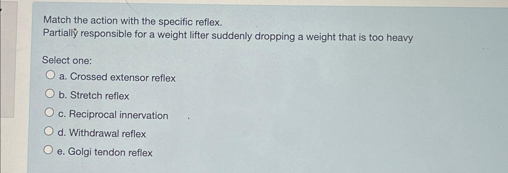 Solved Match the action with the specific reflex.Partially | Chegg.com