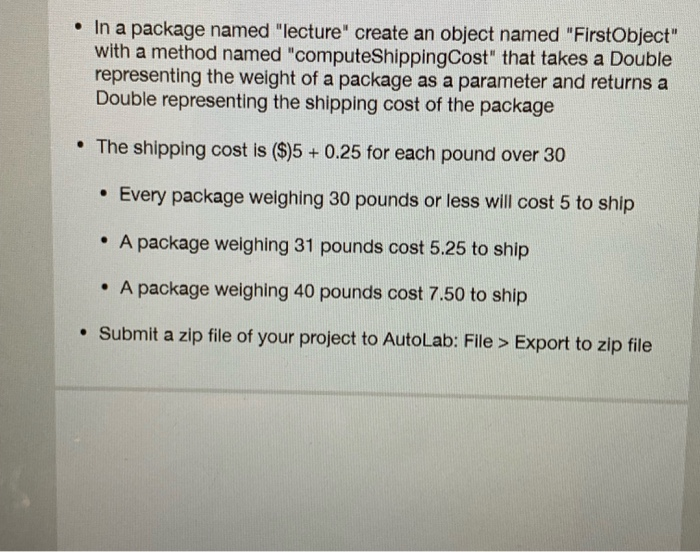 Solved In a package named "lecture" create an object named | Chegg.com