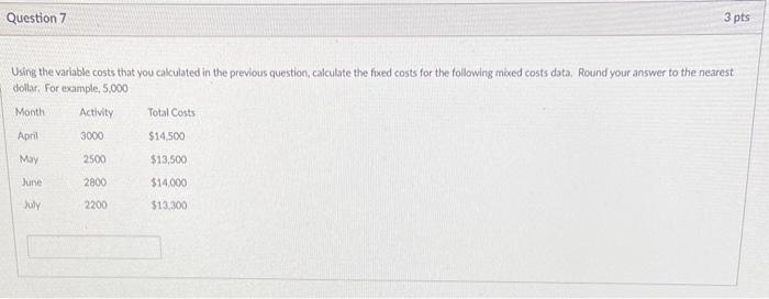 Solved Calculate the variable costs for the following mixed | Chegg.com