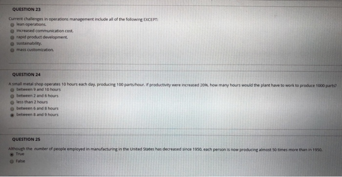Solved QUESTION 23 Current challenges in operations | Chegg.com