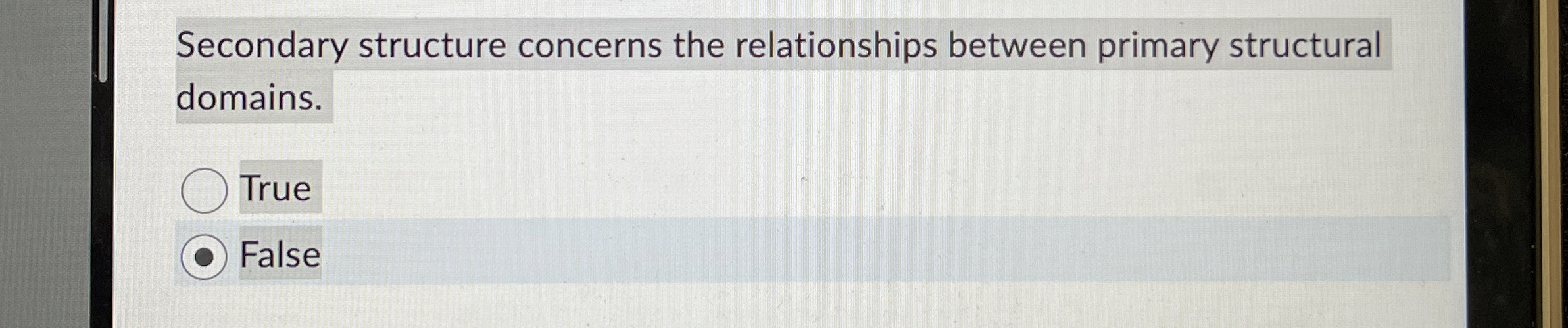 Solved Secondary structure concerns the relationships | Chegg.com