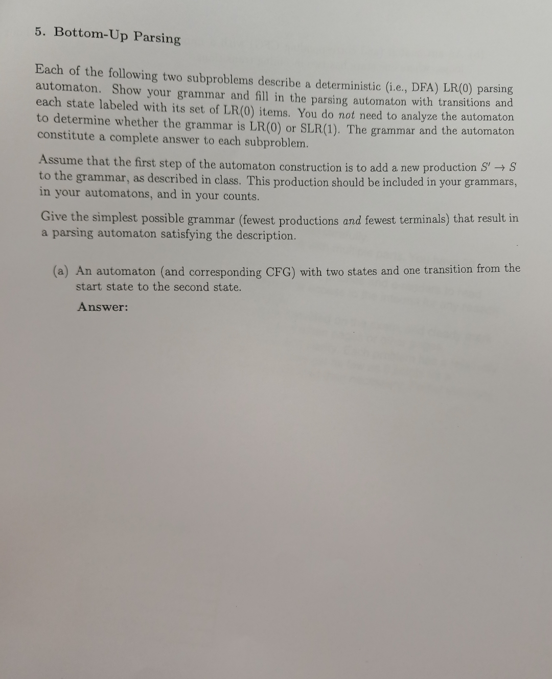 Solved Bottom-Up ParsingEach of the following two | Chegg.com