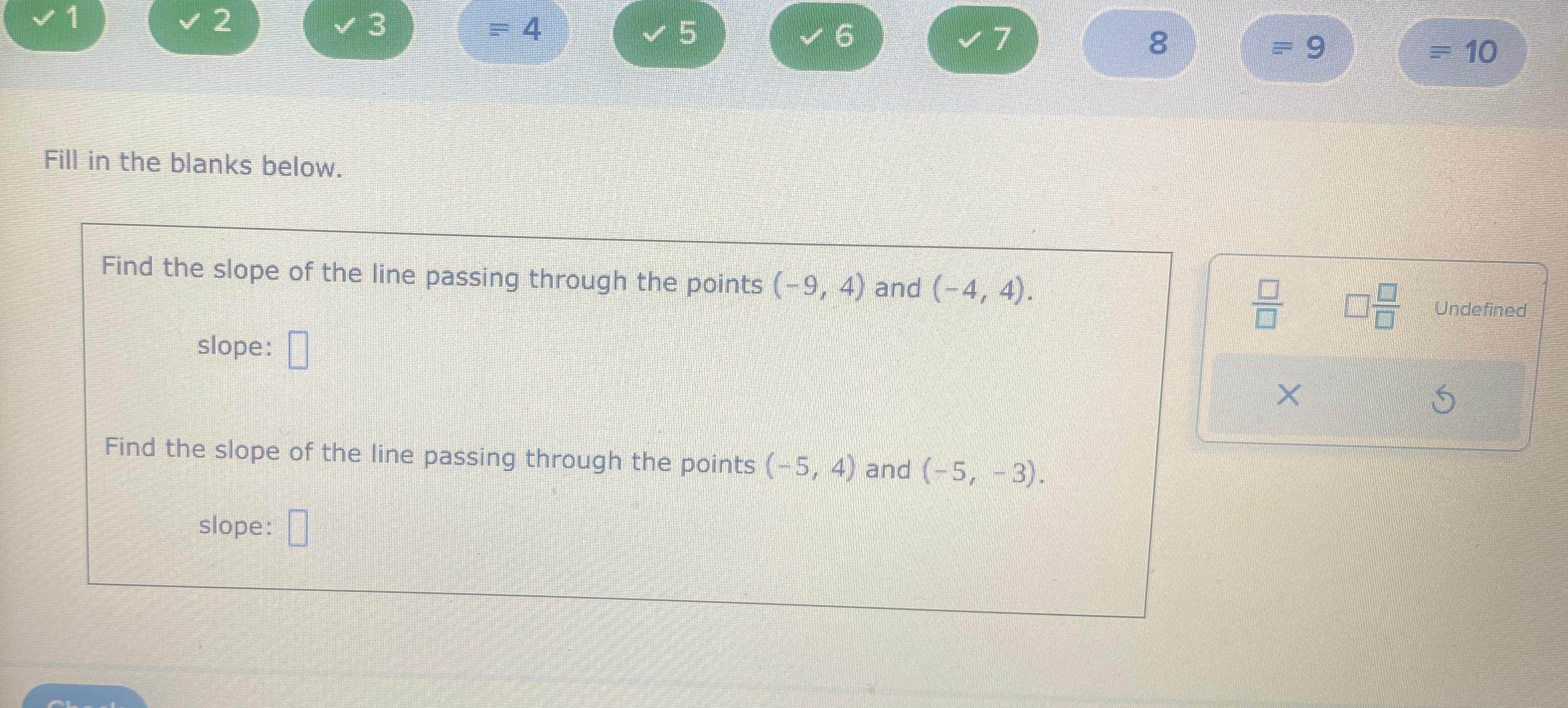 Solved Fill in the blanks below.Find the slope of the line | Chegg.com