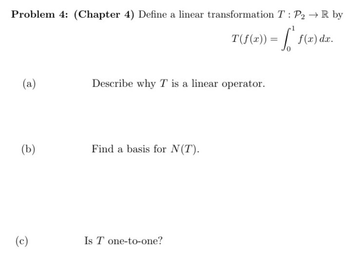 Solved Problem 4: (Chapter 4) ﻿Define a linear | Chegg.com