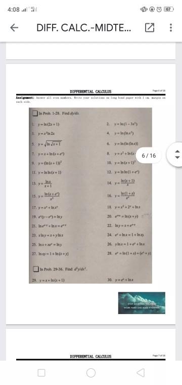 Solved 4:08 .. 67 DIFF. CALC.-MIDTE... : DIFFERENTIAL | Chegg.com