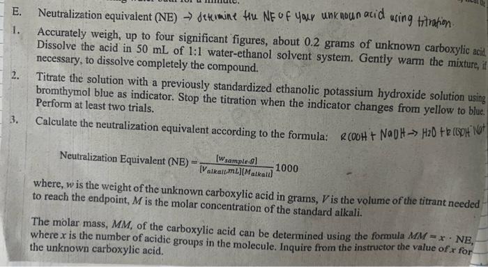 Solved Neutralization equivalent (NE) x=2 [mial 1] - Unknown | Chegg.com