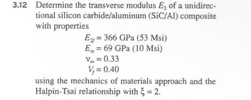 Solved 12 Determine the transverse modulus E2 of a | Chegg.com