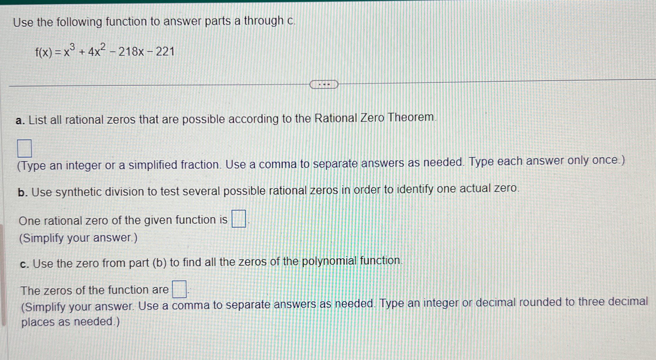 Solved Use the following function to answer parts a through | Chegg.com