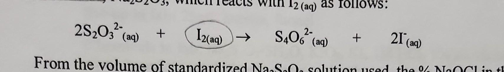 Solved Table 2: Analysis of Bleach Note: All titrations also | Chegg.com