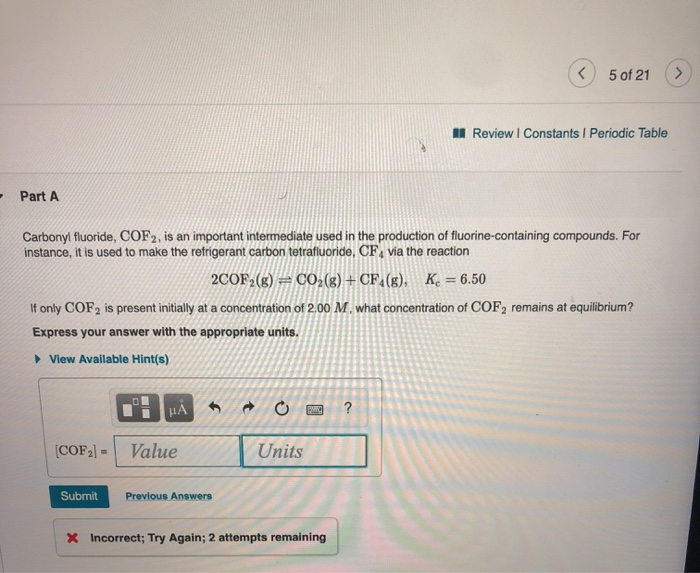 Solved ( 5 of 21 in Review | Constants 1 Periodic Table - | Chegg.com