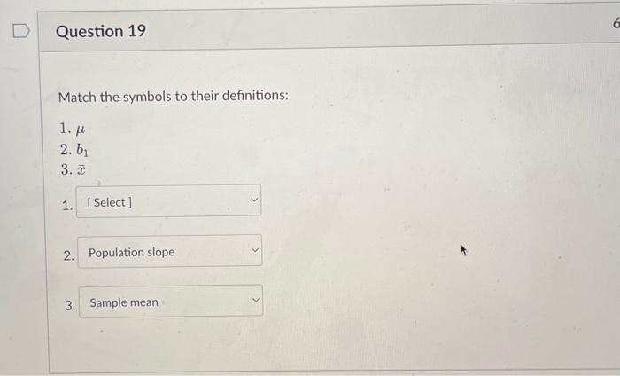 Solved Question 19 Match the symbols to their definitions: | Chegg.com
