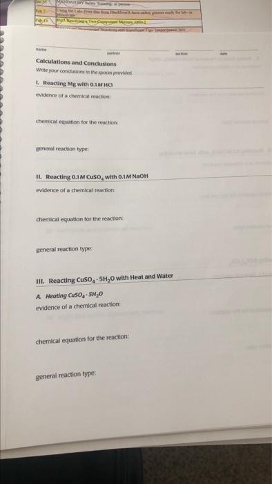 Solved T Calculations and Conclusions Write your conclusion | Chegg.com
